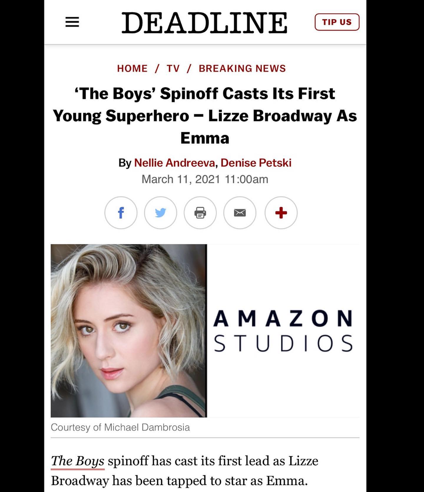 Lizze Broadway - actress - biography, photo, best movies and TV shows